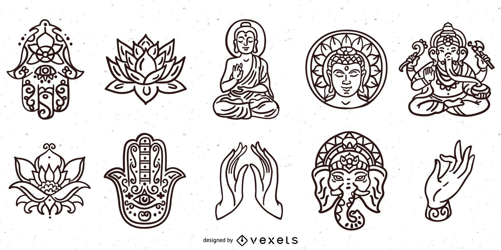 Hinduism Elements Stroke Pack Vector Download