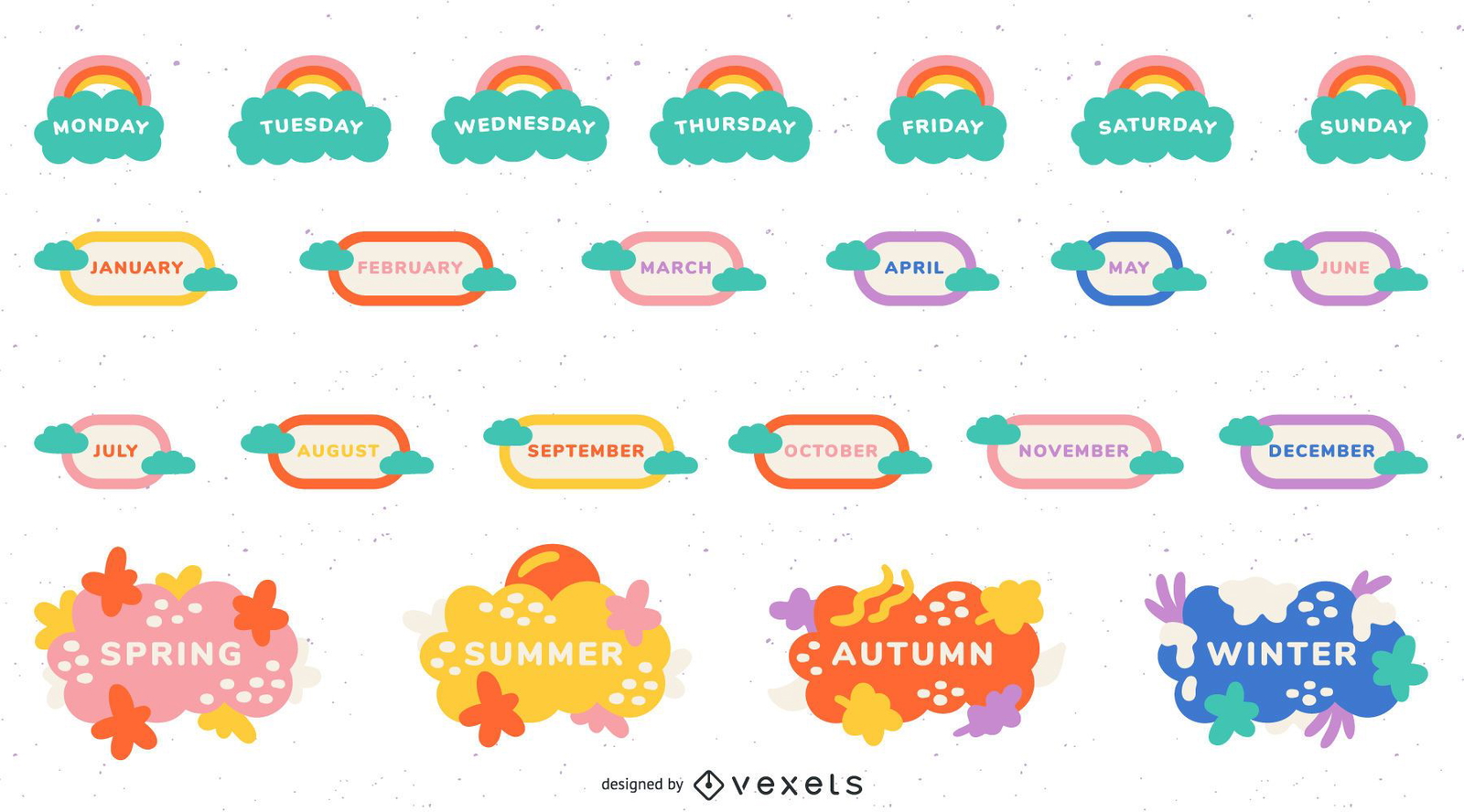 Classroom Calender Labels Set Vector Download