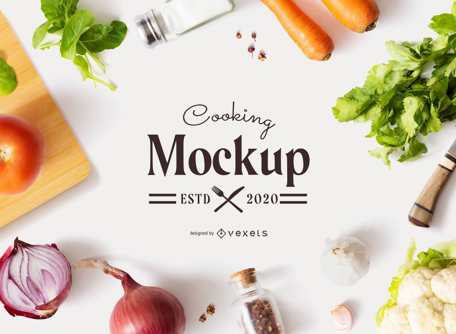 Cooking Composition Logo Mockup PSD Editable Template
