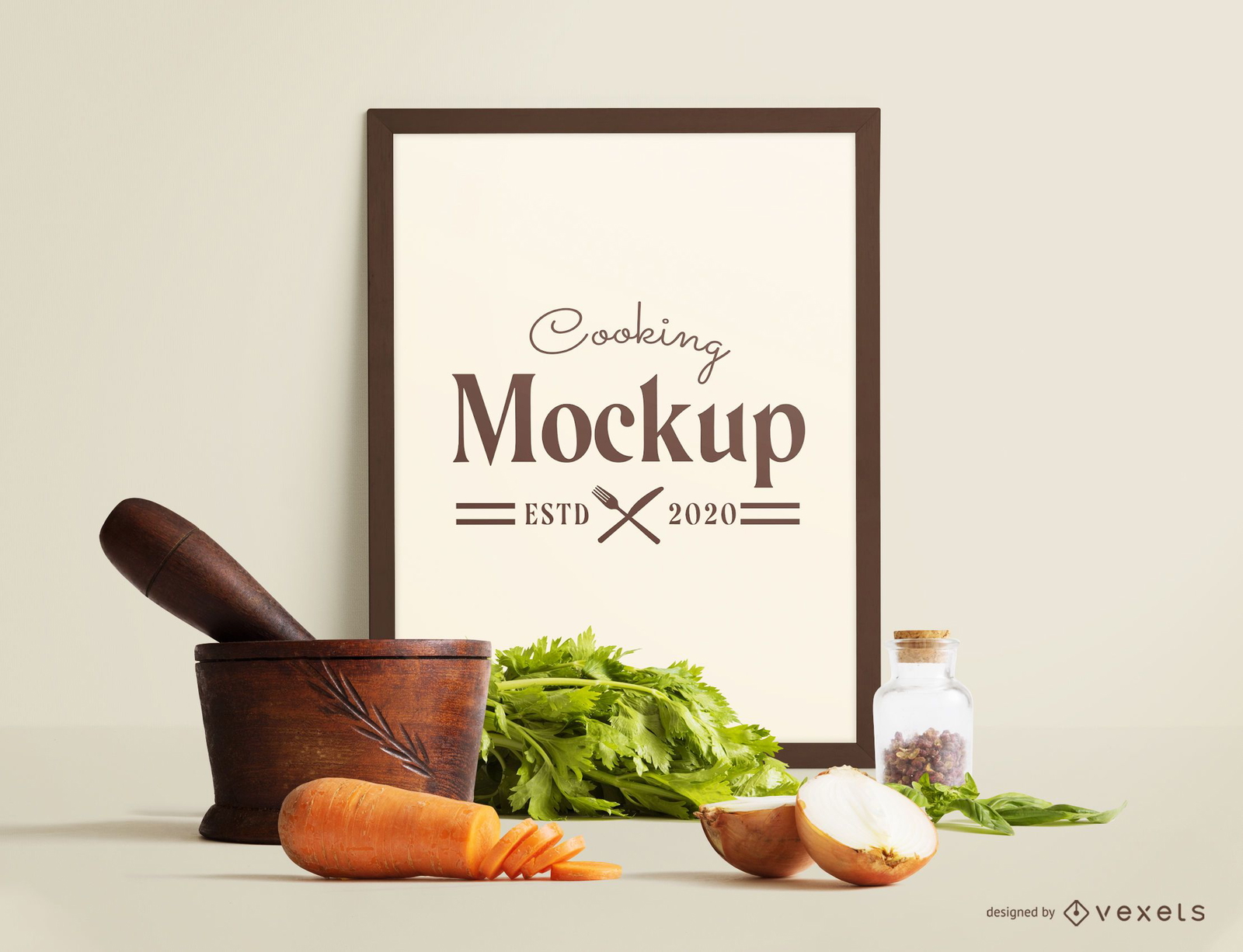 Cooking Frame Mockup Composition PSD Editable Template