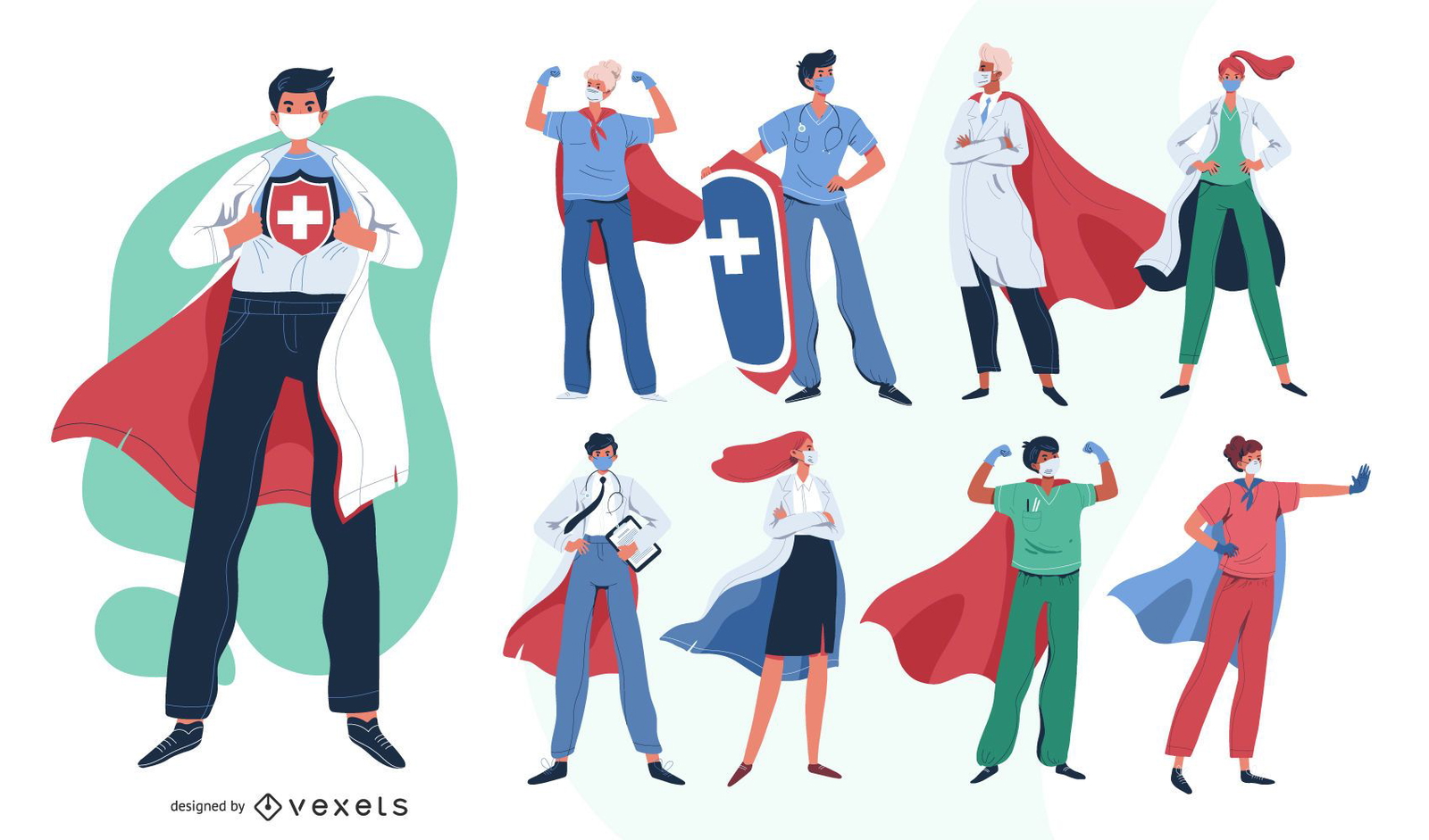 Doctors Heroes Character Pack Vector Download