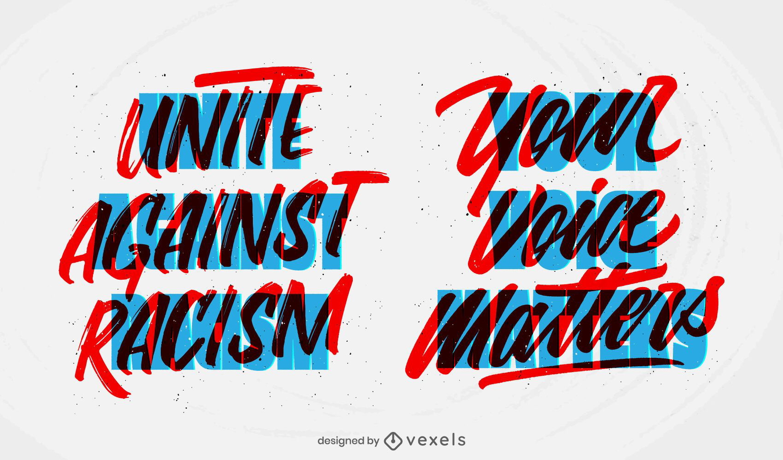 Unite Against Racism Lettering Set Vector Download