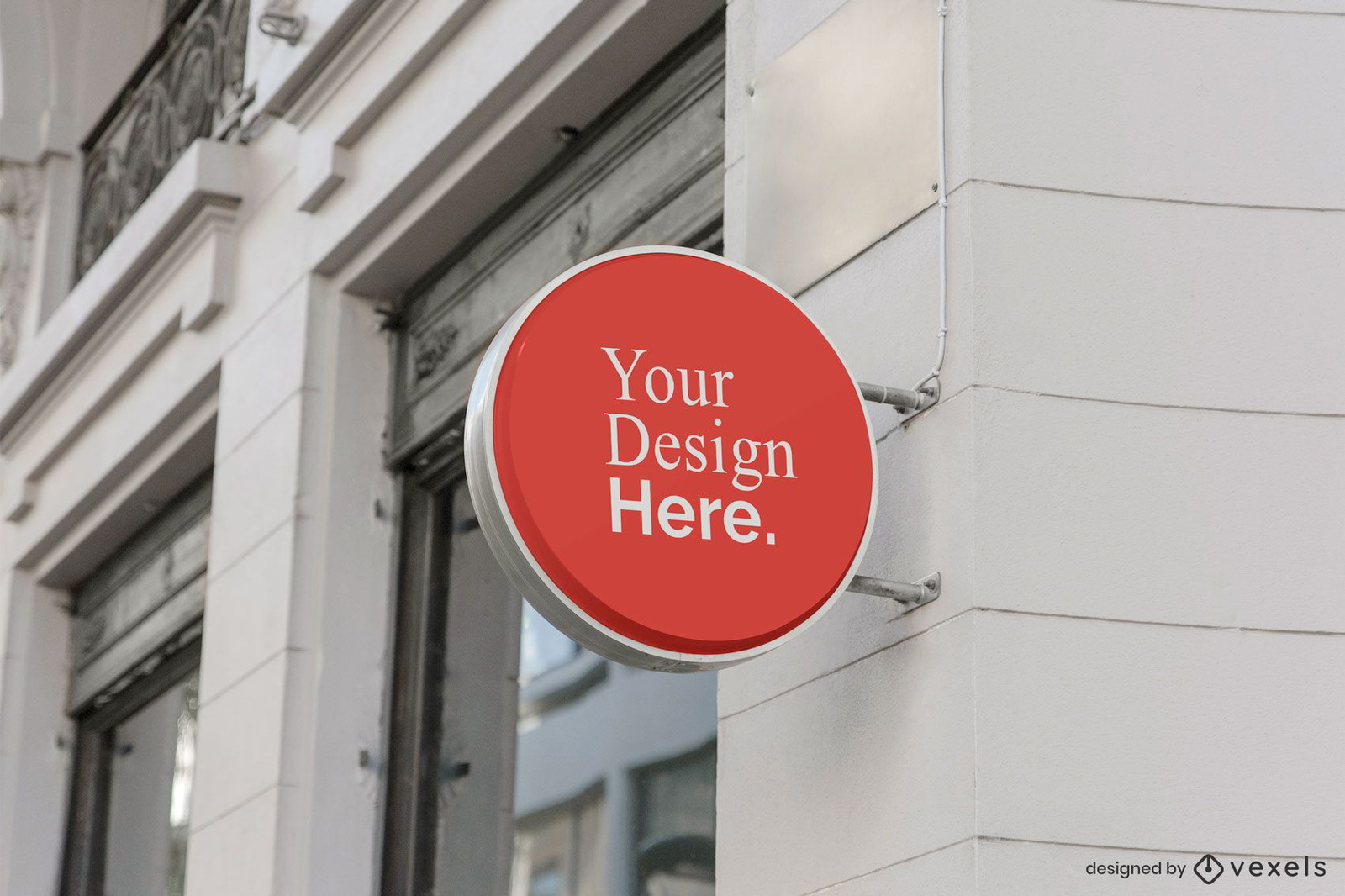 Round Shop Sign Mockup PSD Editable Template