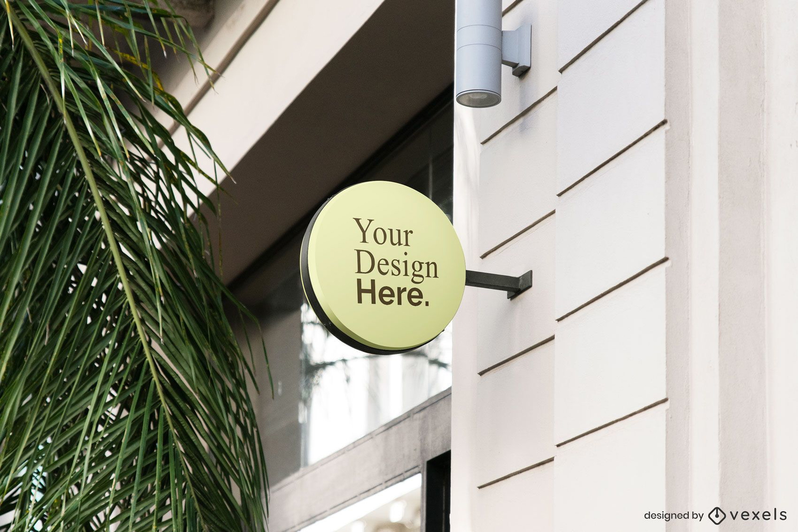 Round Store Sign Mockup PSD Editable Template