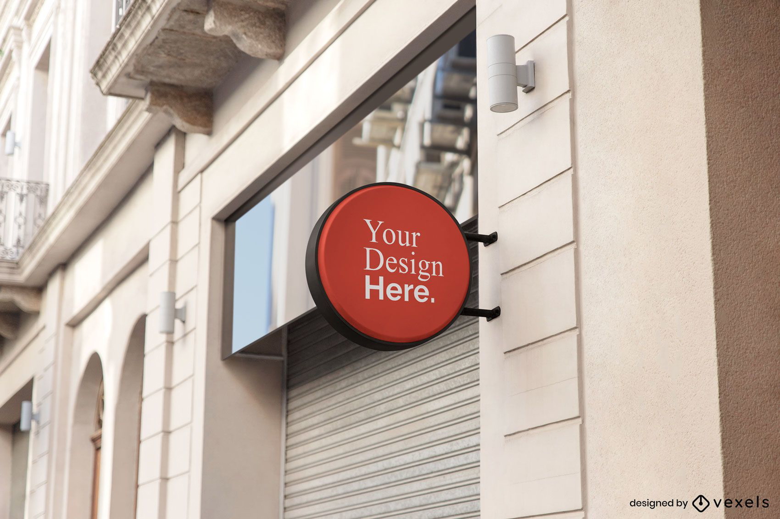 Round Shop Sign Mockup Design PSD Editable Template