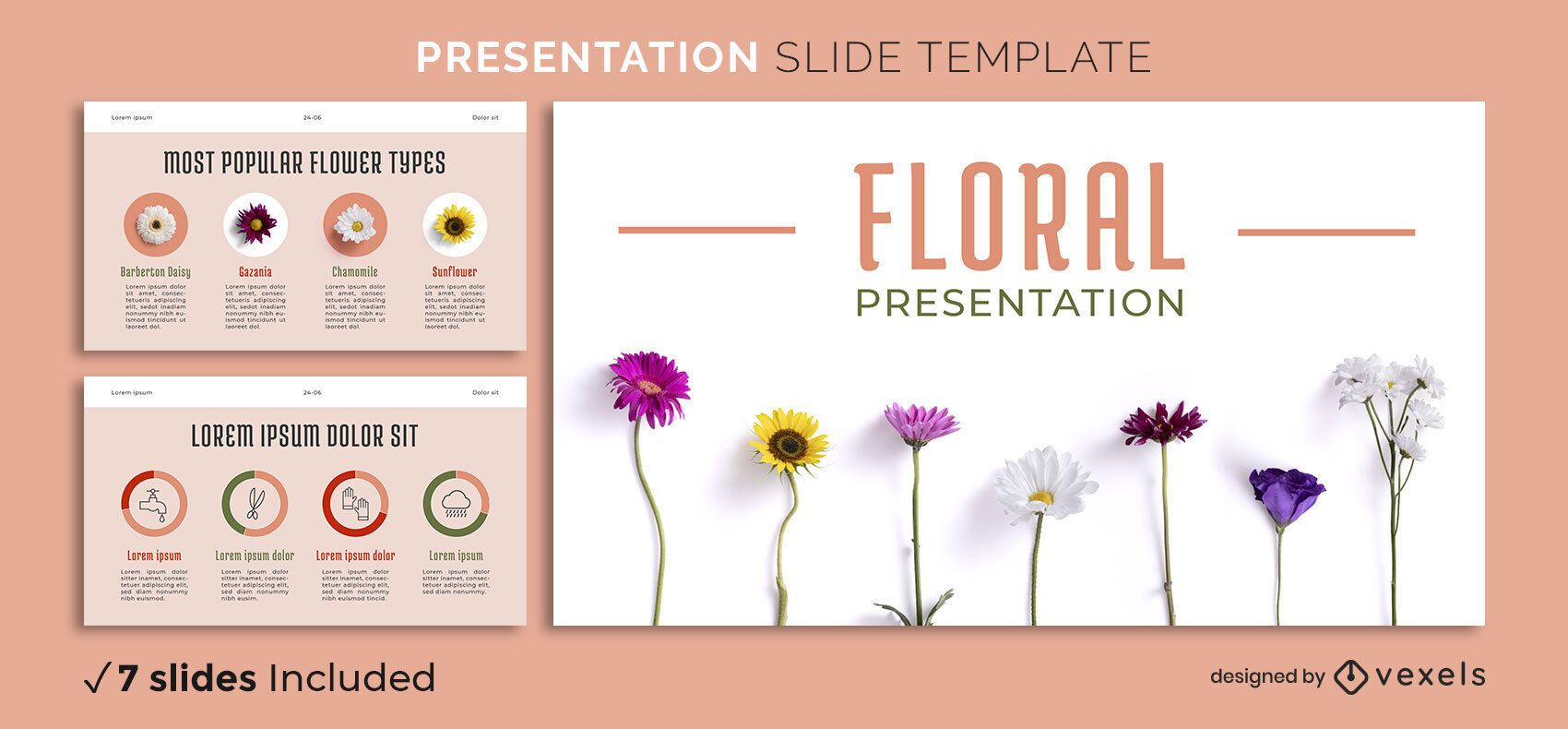 Design Presentation Floral Premium Vector | Flat Background Flower