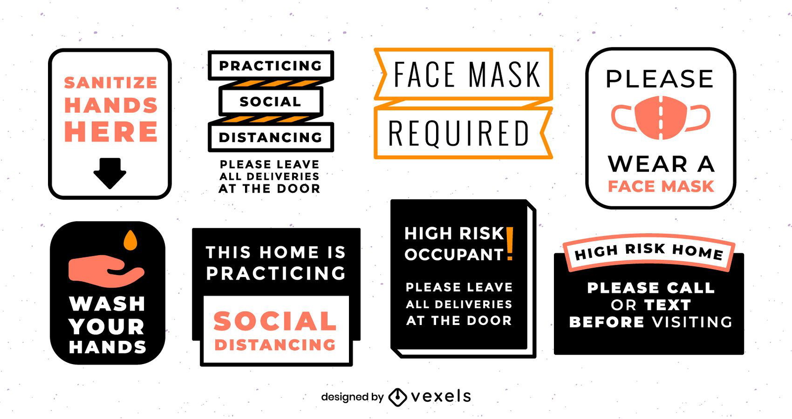 COVID Text Warning Signs Vector Download