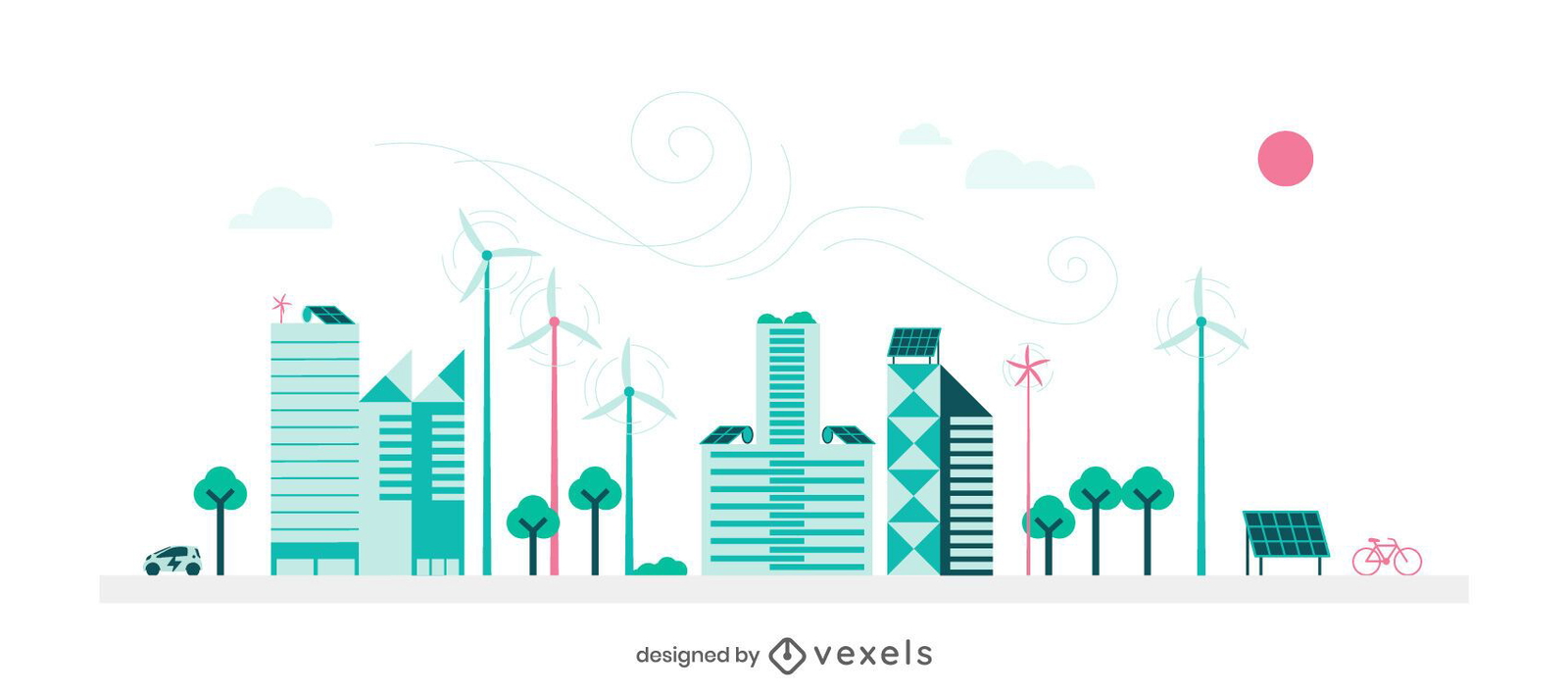 Green City Skyline Design Vector Download