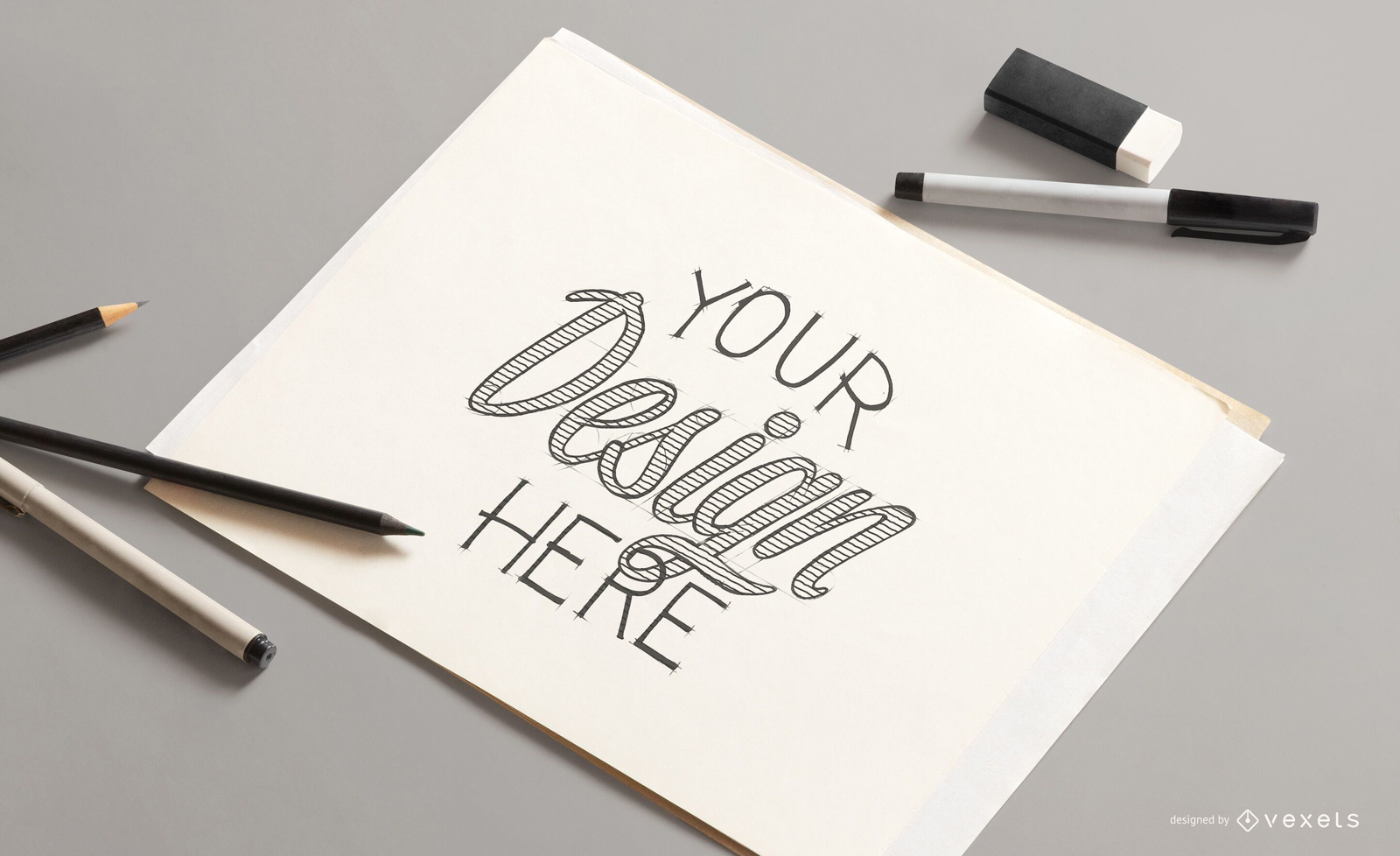 Page Sketch Mockup Composition PSD Editable Template