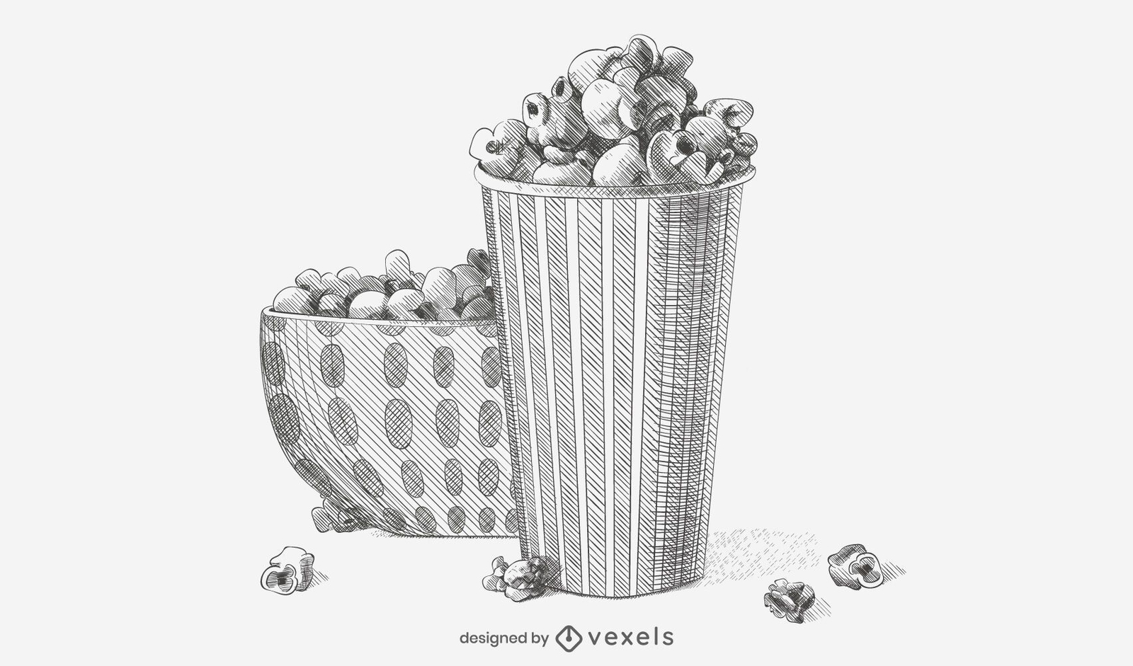 Hand-drawn Popcorn Sketch Illustration Vector Download