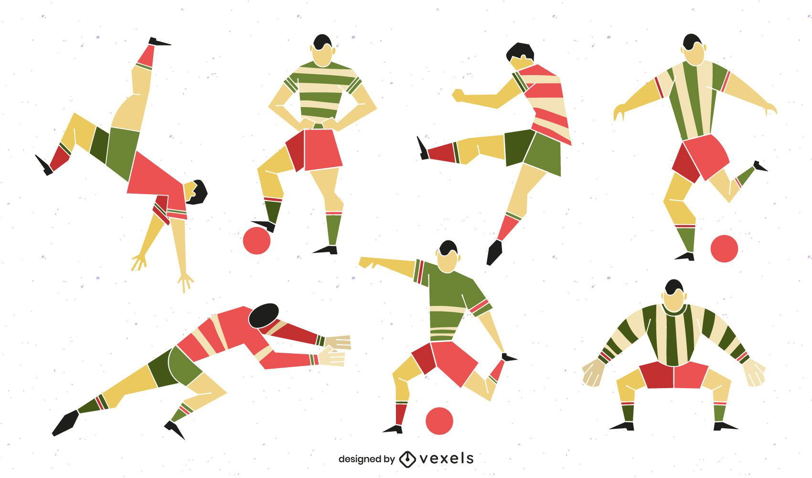 Geometric Style Football Player Pack Vector Download