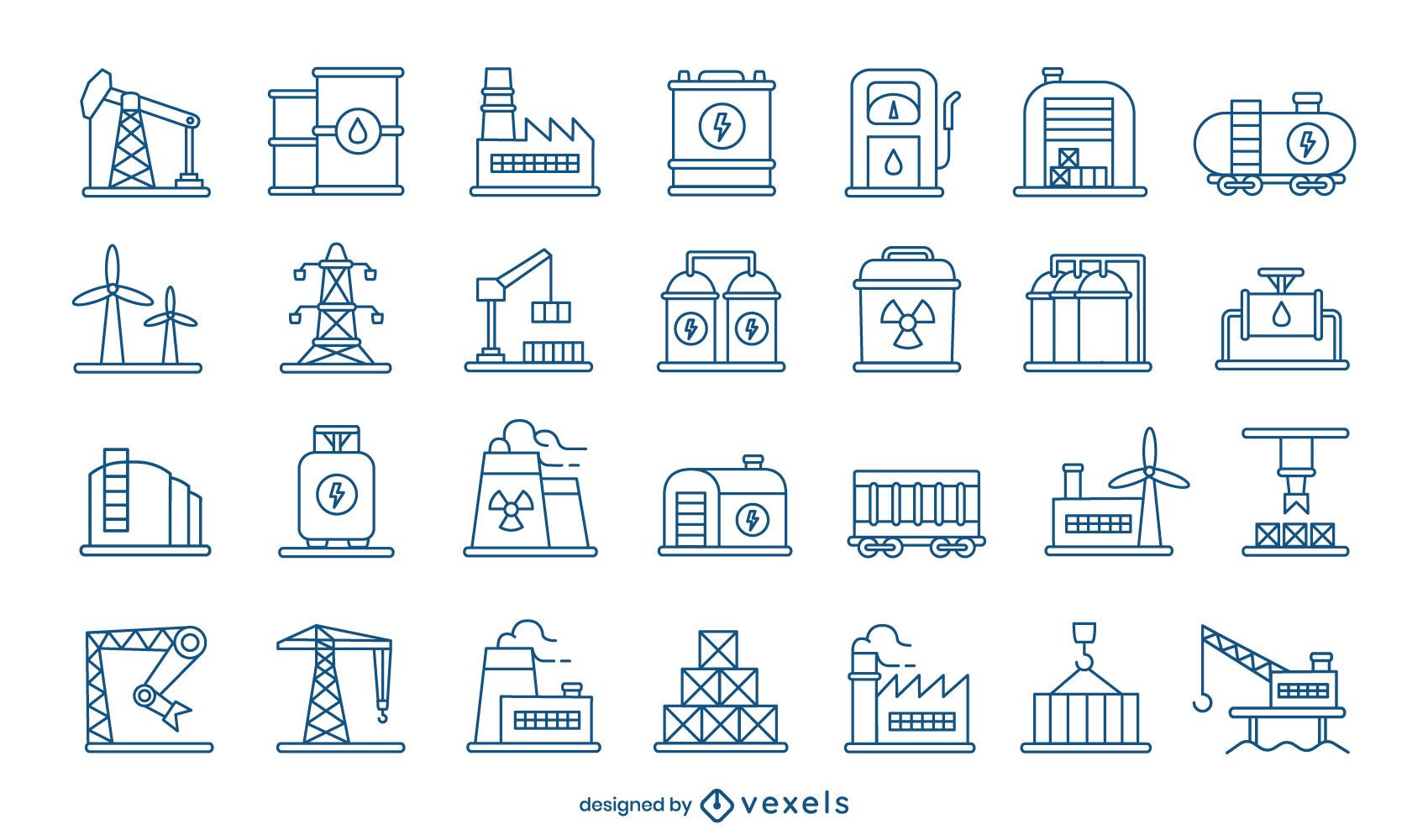 Industry Icon Stroke Set Vector Download