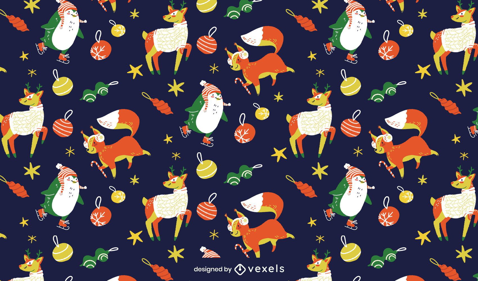 Christmas Animal Pattern Design Vector Download