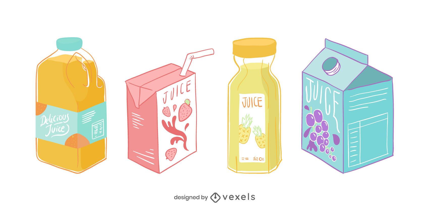 Juice Pack Illustration Set Vector Download