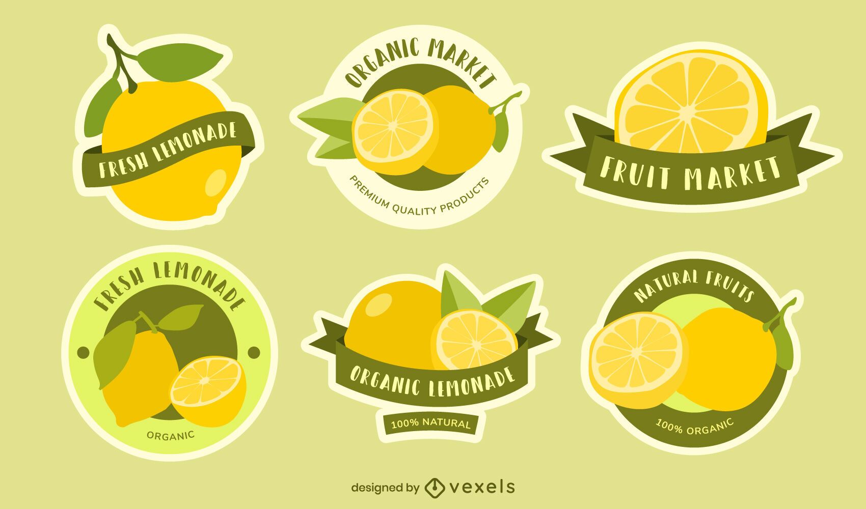 Lemon Badge Set Vector Download