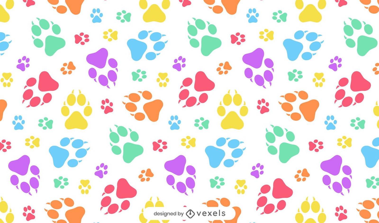 Colorful Paw Prints Background