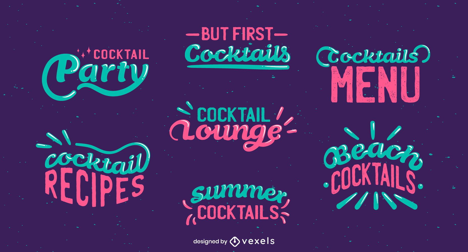 Cocktail Lettering Set Vector Download