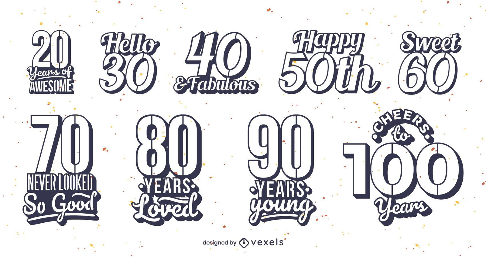 Birthday Age Badges Collection Vector Download