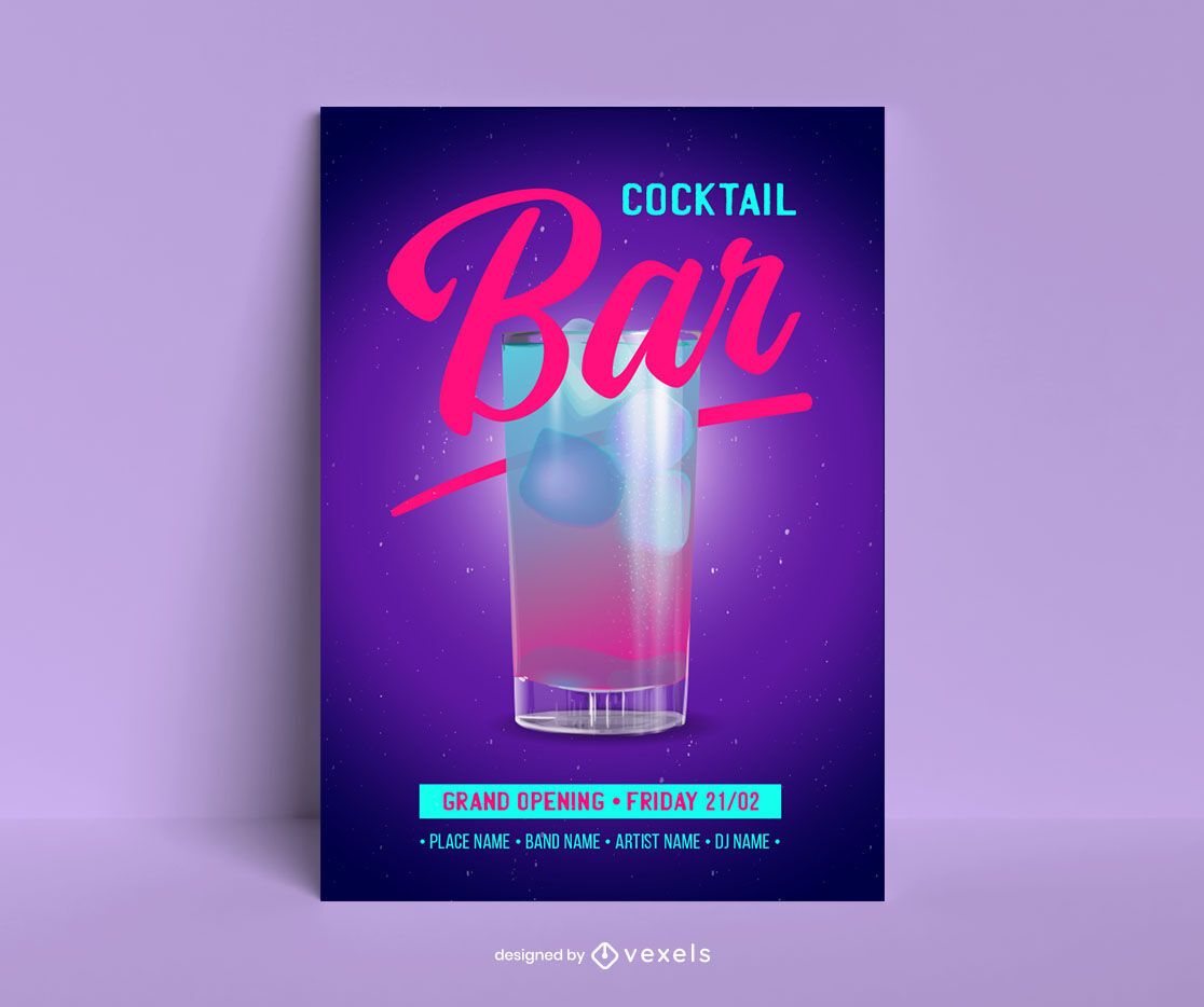New Cocktail Bar Poster Template Vector Download