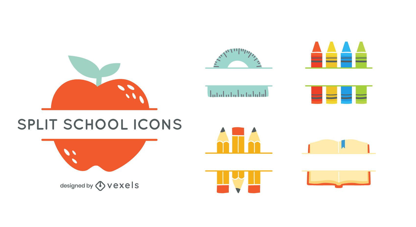 Split School Label Set Vector Download