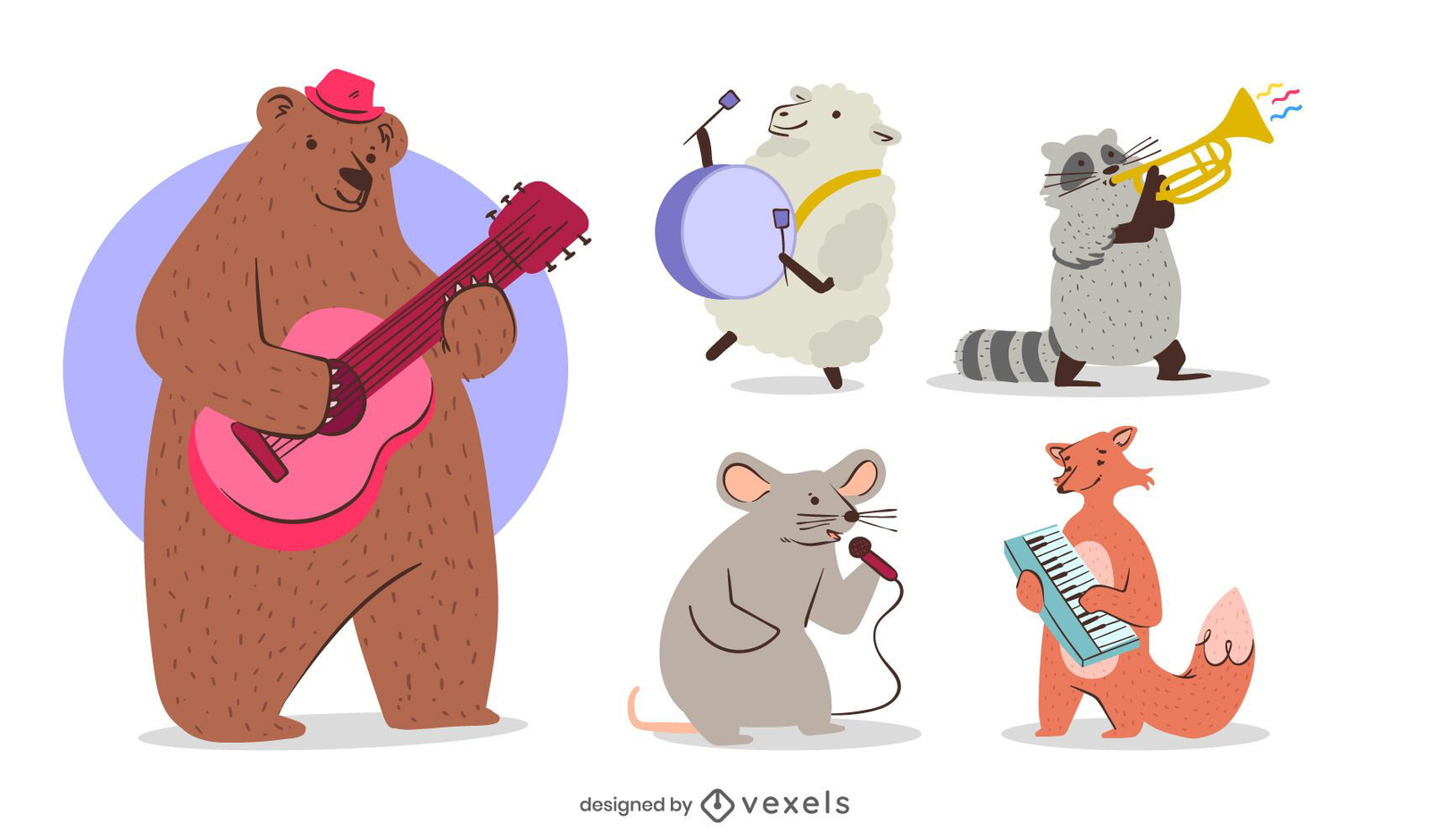 Animals Playing Instruments Illustrations