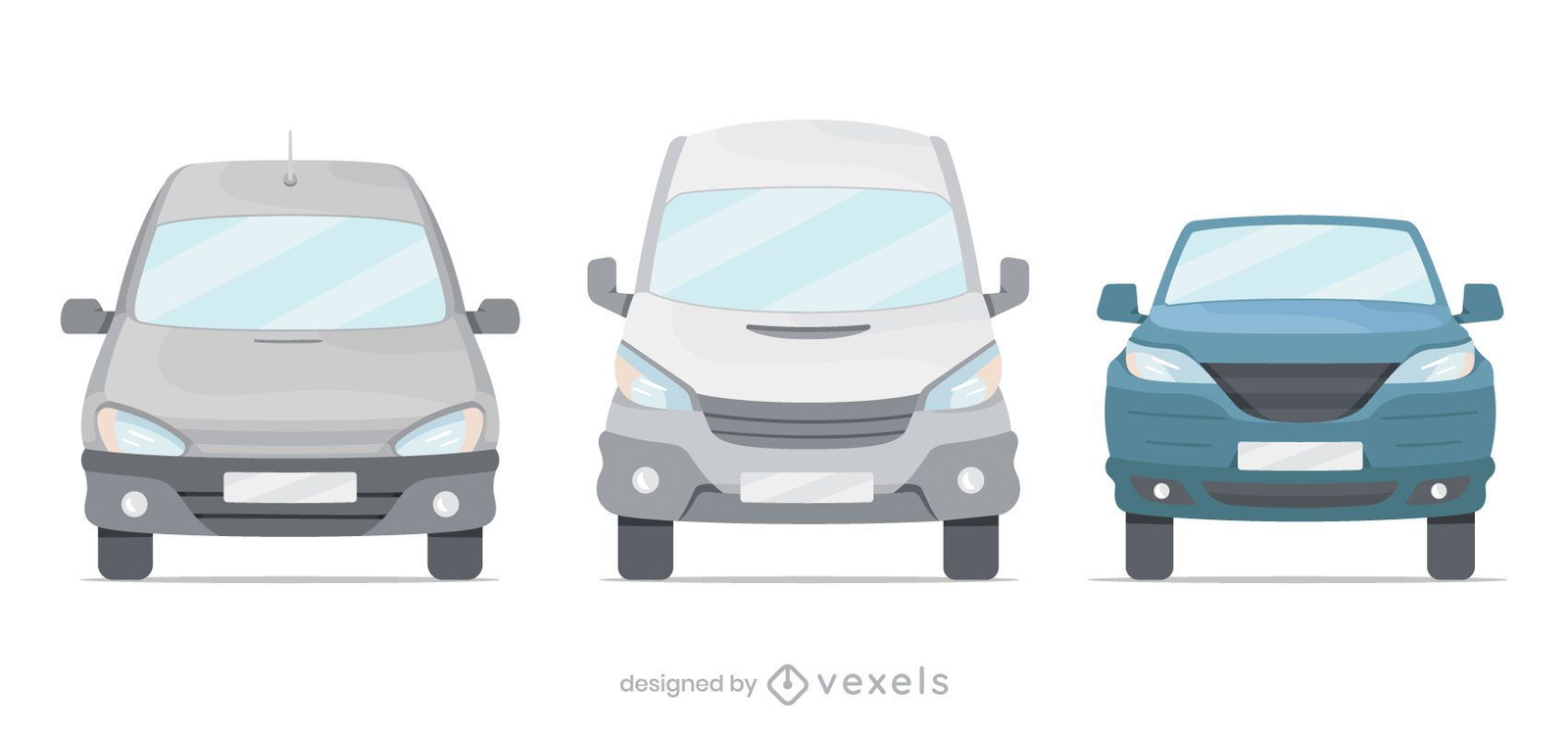 Front Vans Illustration Set Vector Download