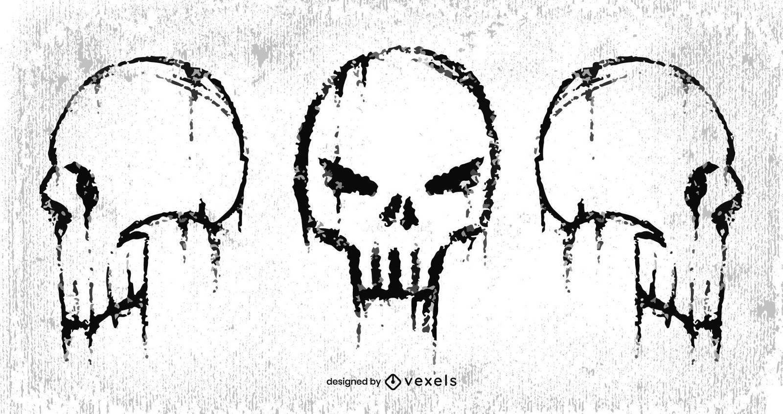 Jawless Skulls Set Design Vector Download