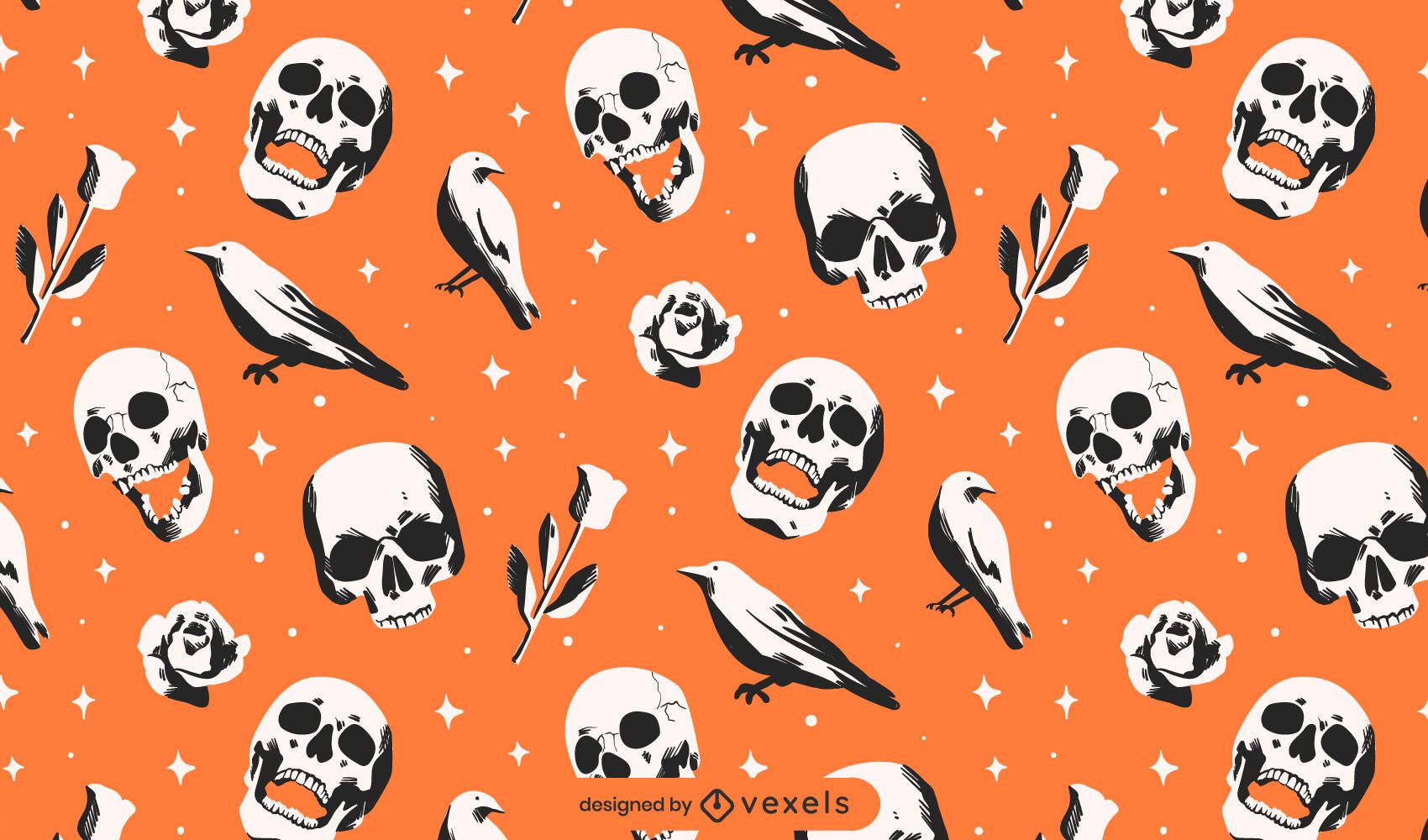 Skulls Crows Pattern Design Vector Download