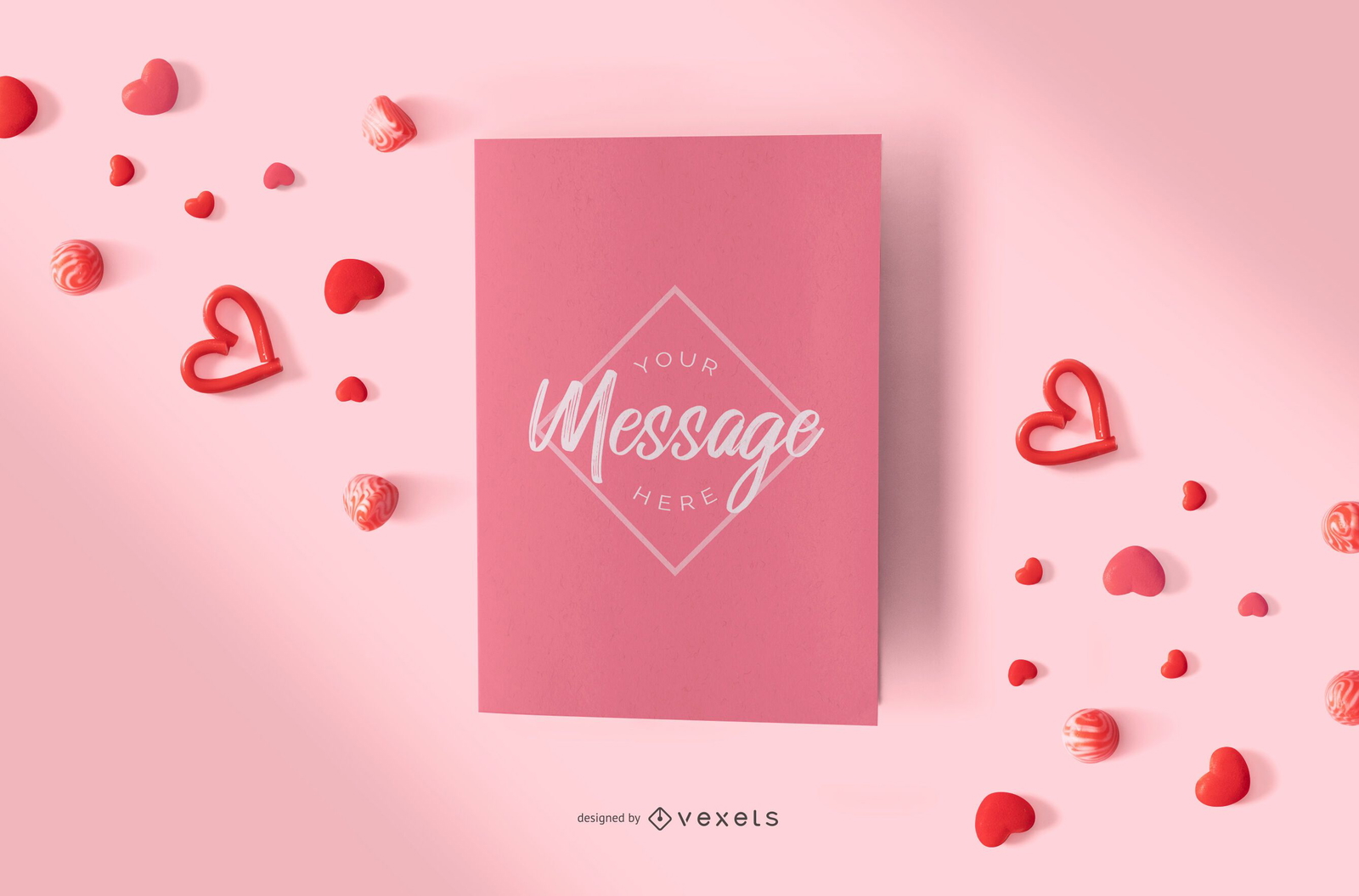Valentines Day Card Mockup Composition PSD Editable Template