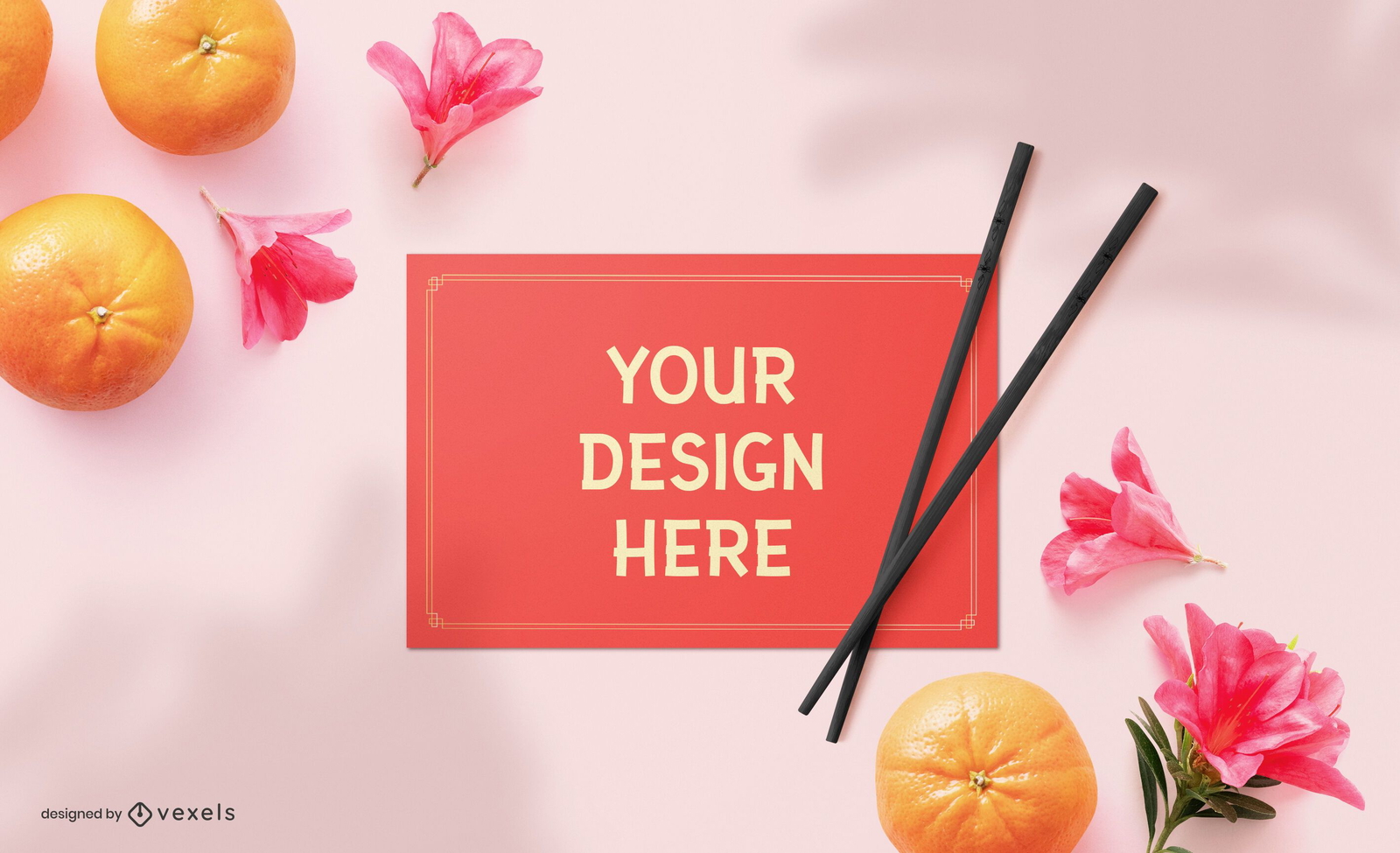 Chinese Card Mockup Composition PSD Editable Template