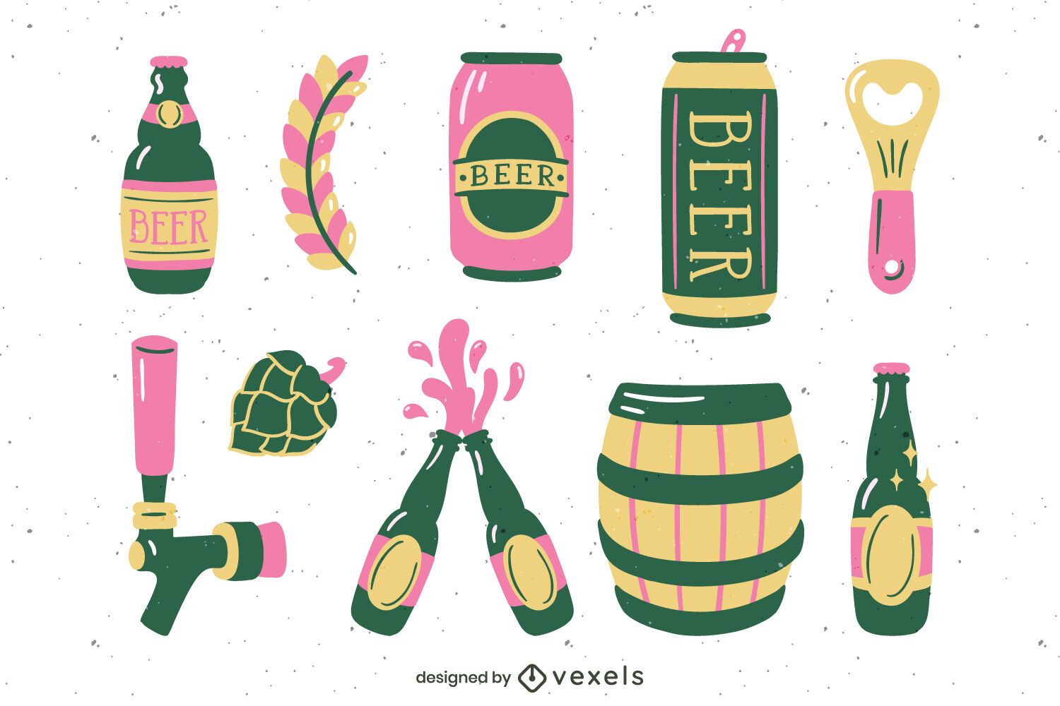 Flat Beer Set Design Vector Download