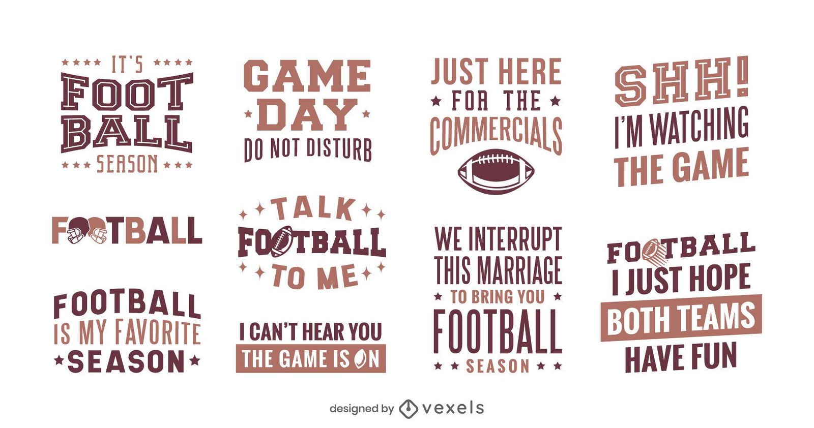 Football Season Lettering Set Vector Download