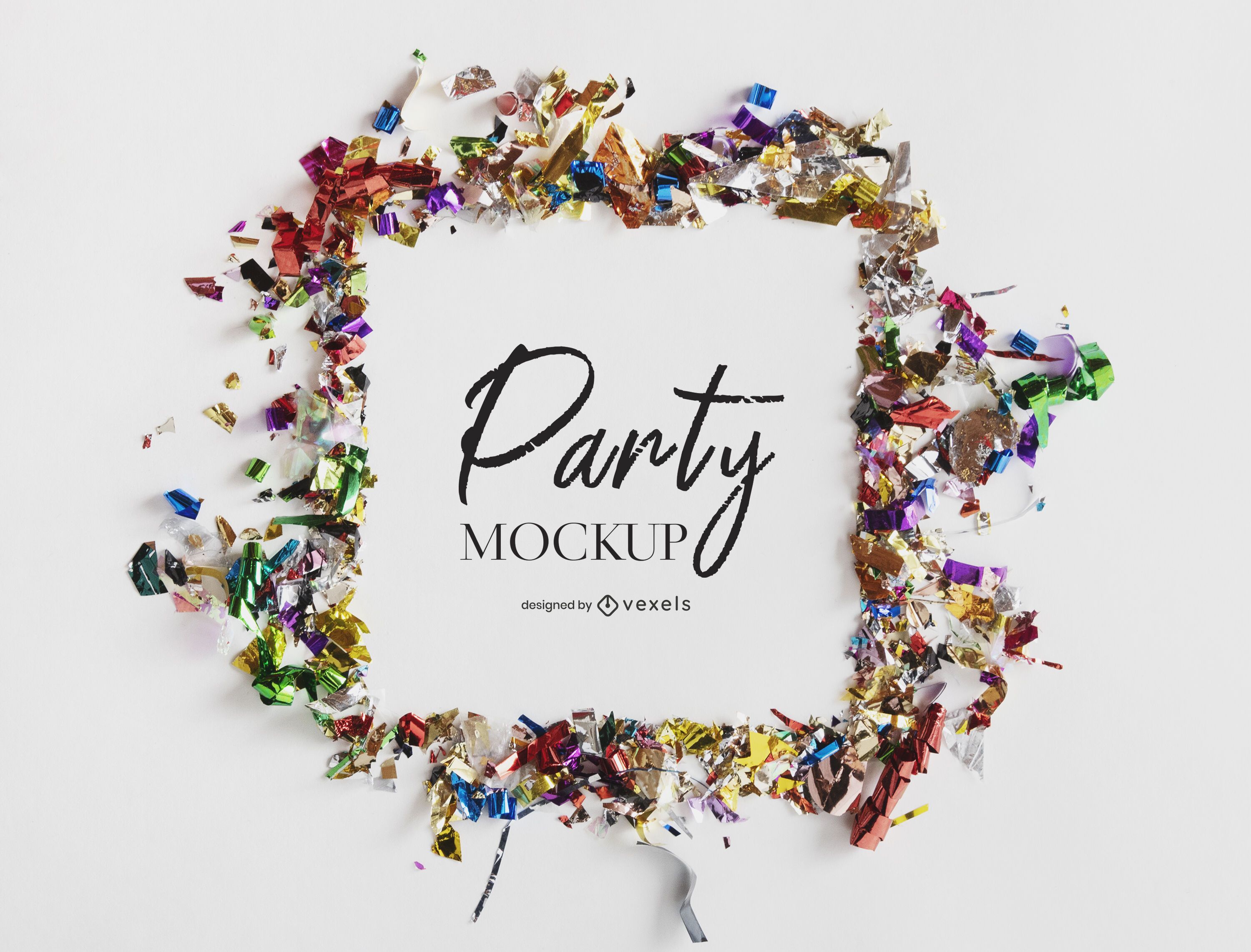 Party Confetti Mockup Composition PSD Editable Template
