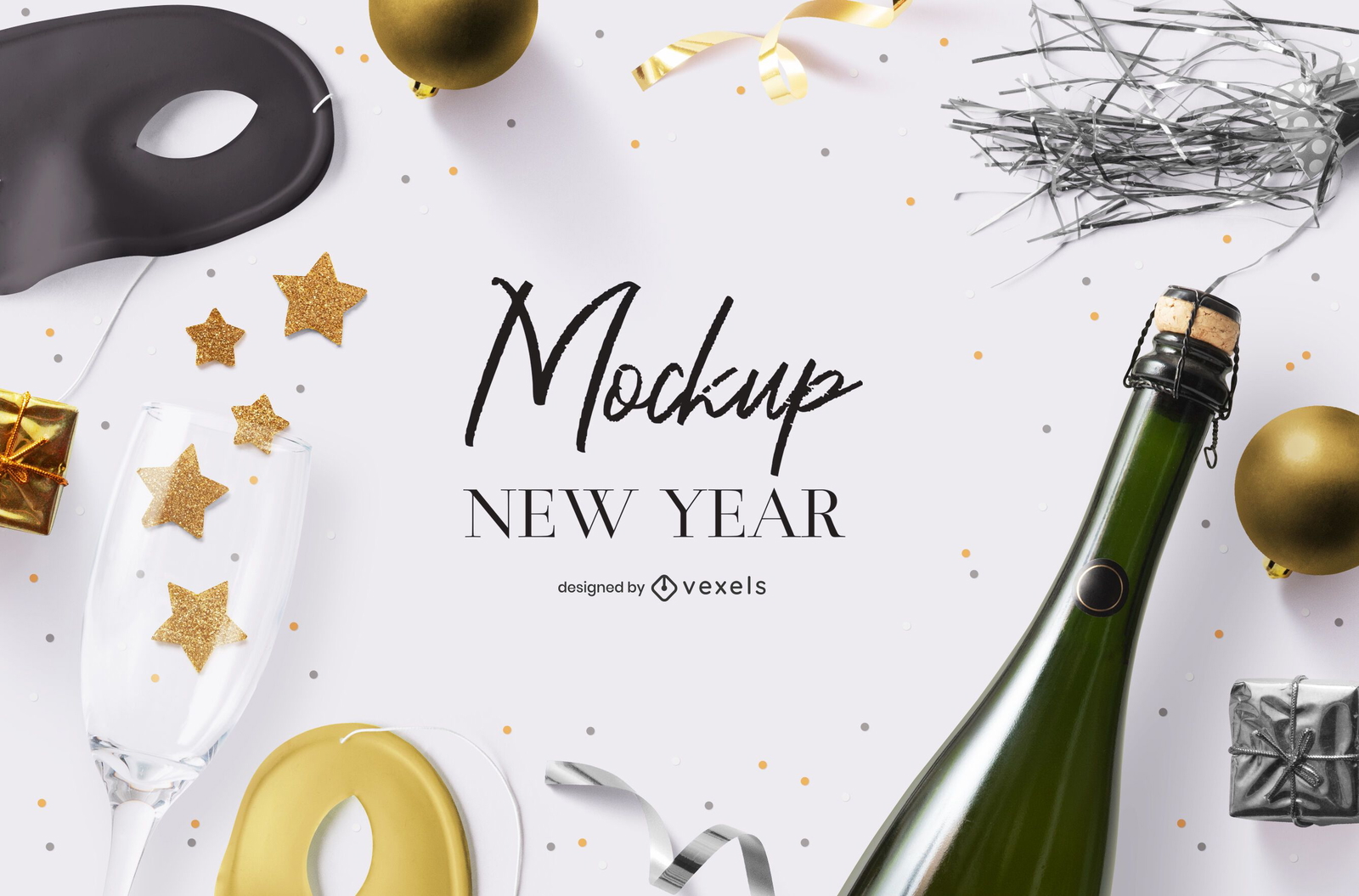 New Year Party Mockup Psd Composition PSD Editable Template