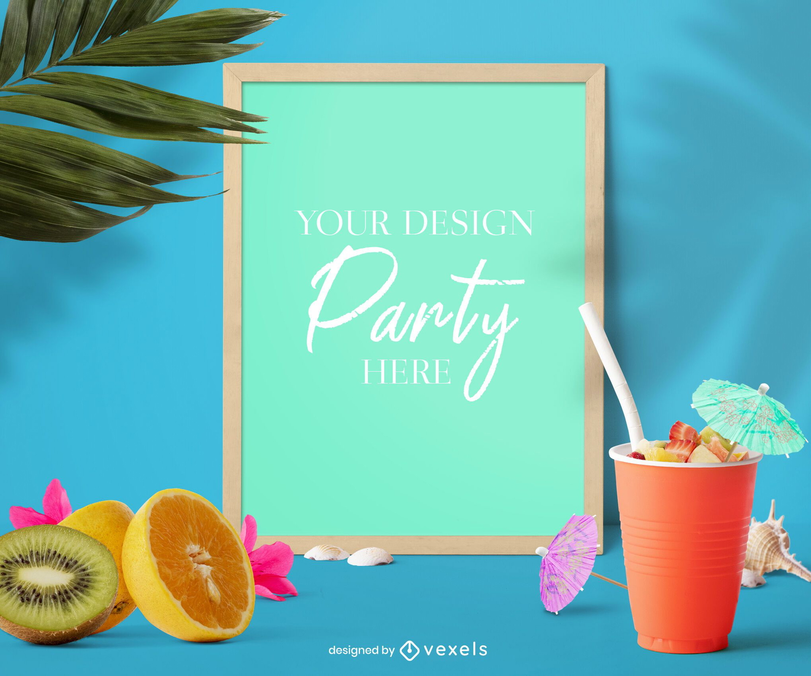 Pool Party Frame Mockup Composition PSD Editable Template