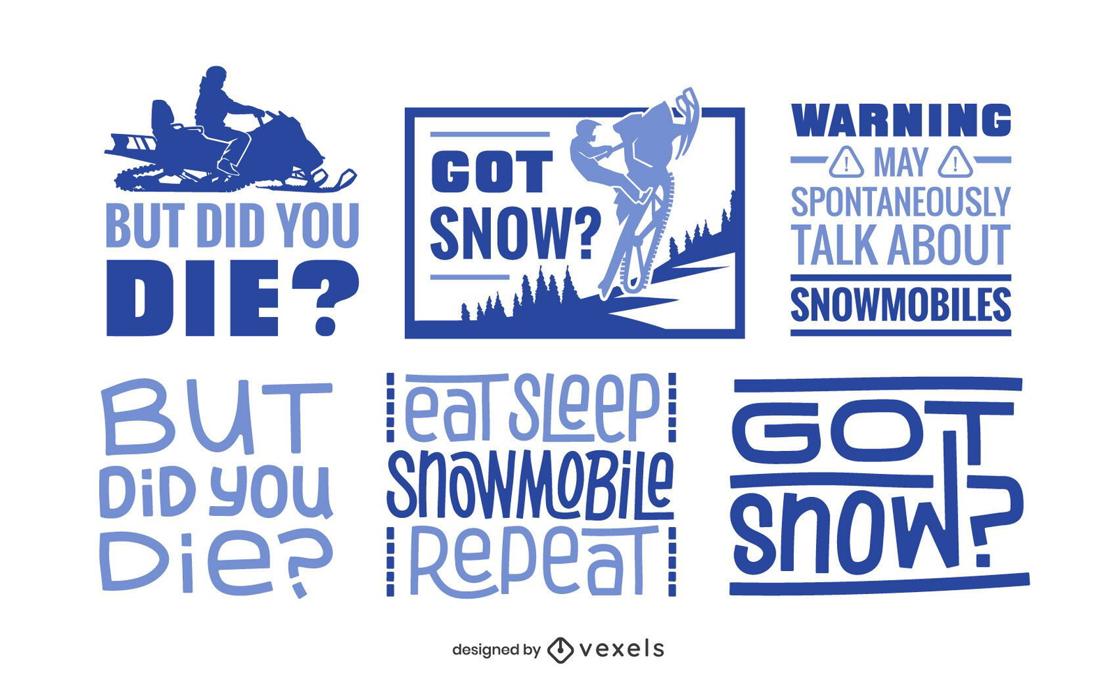 Snowmobile Lettering Set Vector Download