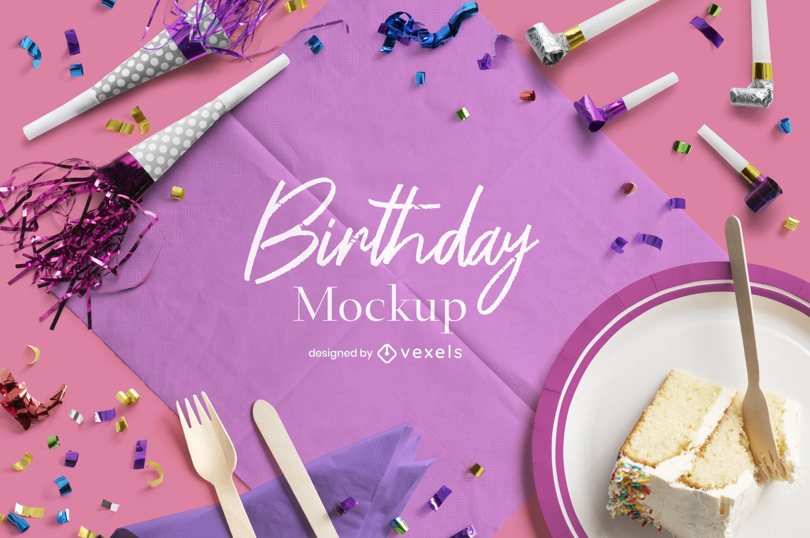Birthday Celebration Mockup Composition PSD Editable Template