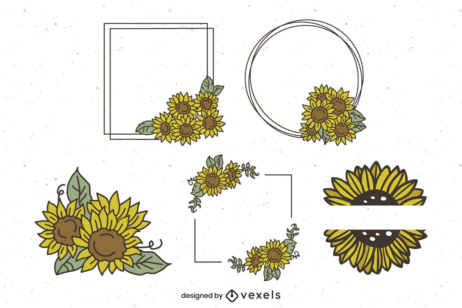 Sunflower Frames And Ornaments Pack Vector Download