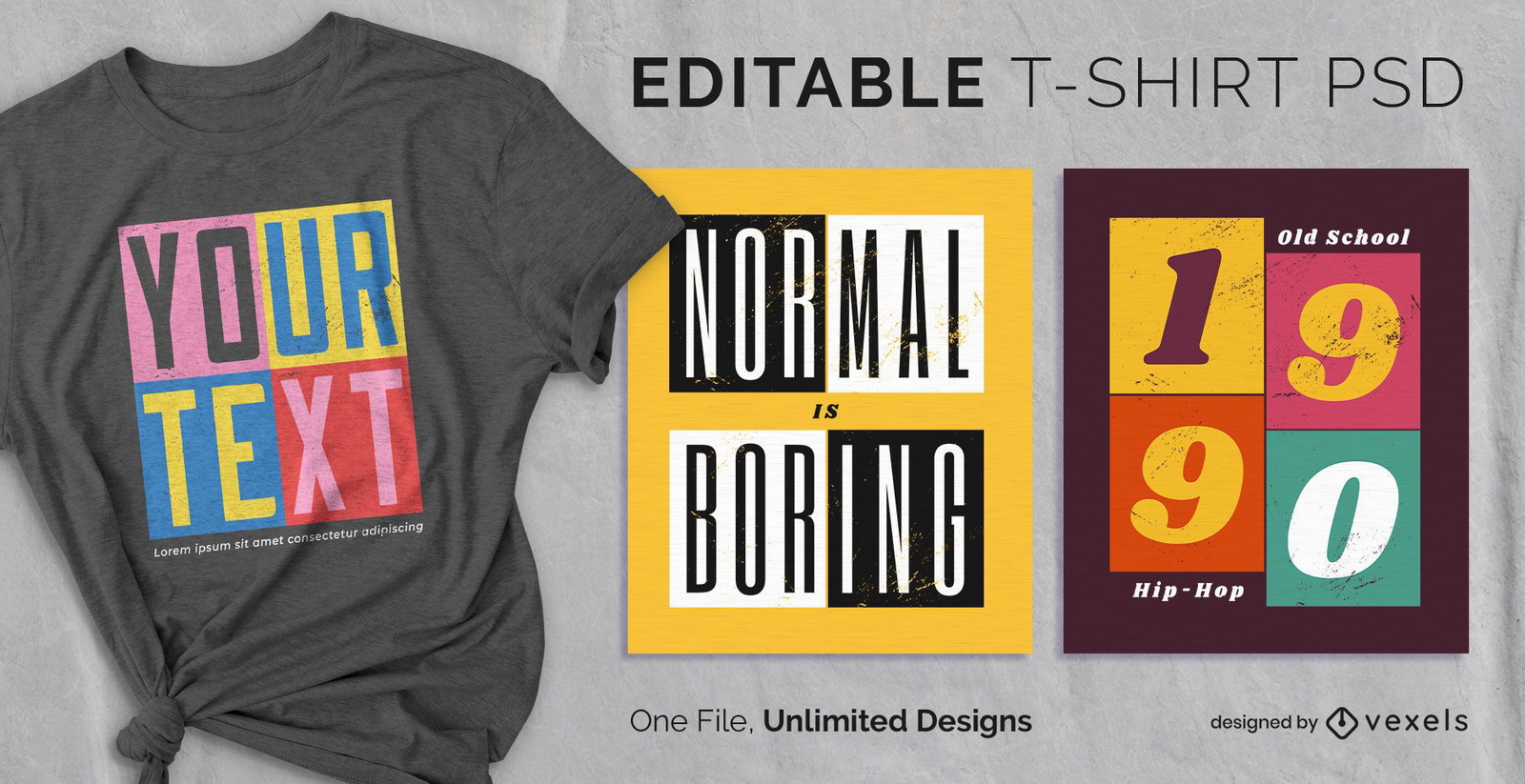 Square Panels Scalable T-shirt Psd PSD Editable Template