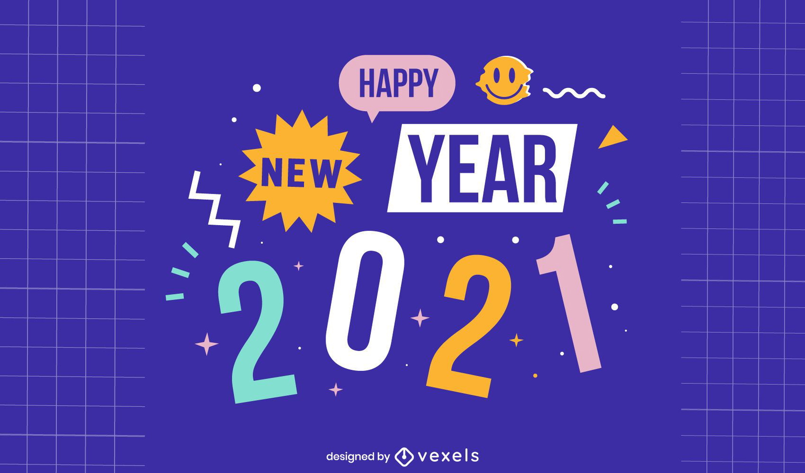 Happy New Year 2021 Illustration Vector Download