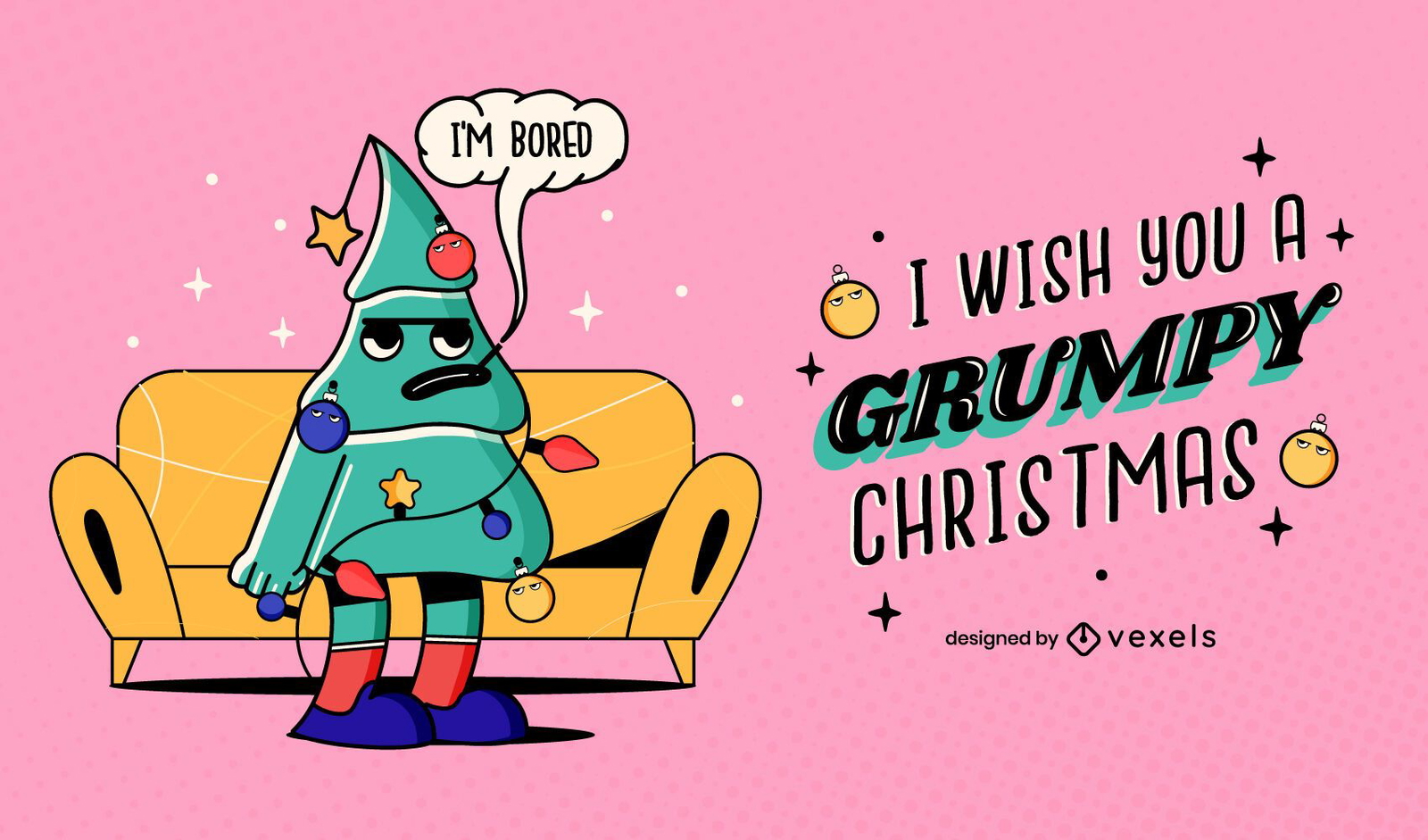 Grumpy Christmas Illustration Design Vector Download