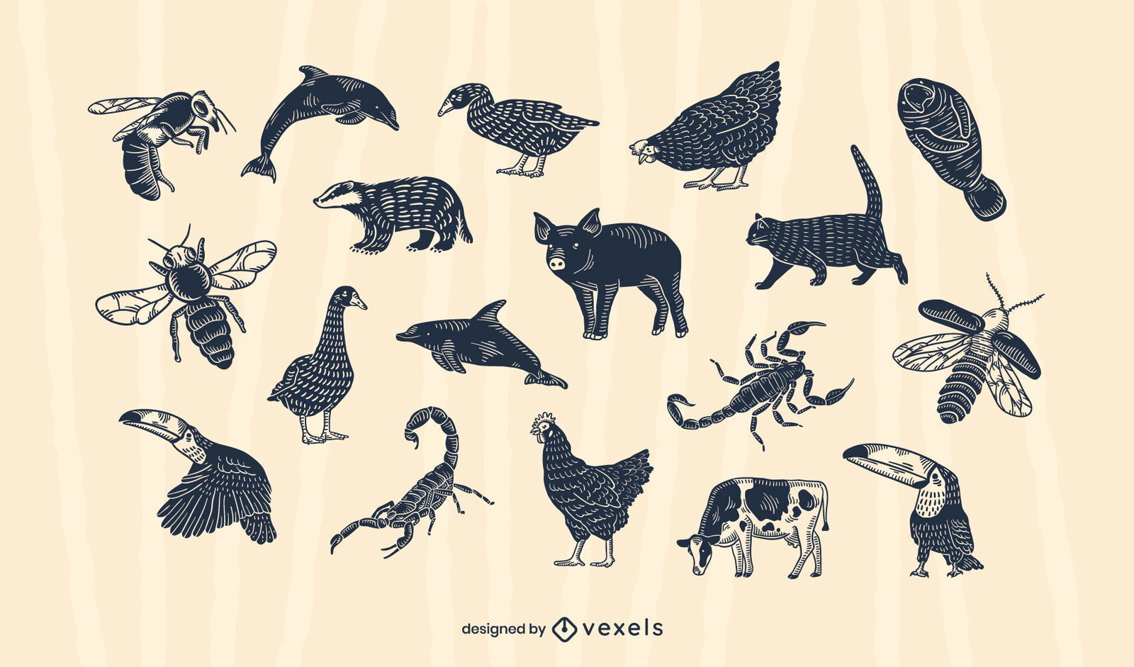Animal Cut Out Set Design Vector Download