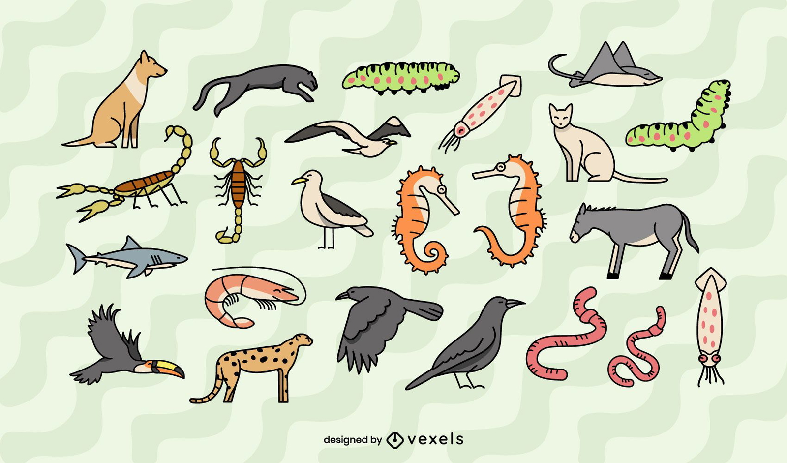 Flat Animals Pack Design Vector Download