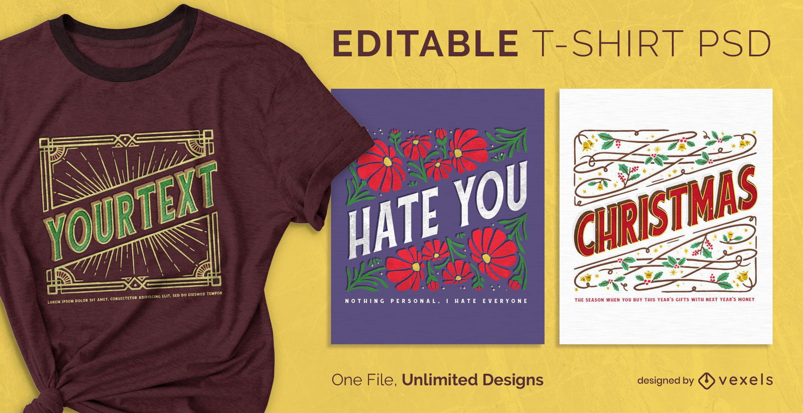 Vintage Frame Scalable T-shirt Psd PSD Editable Template