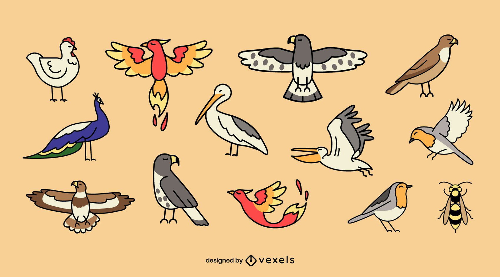 Birds Flat Set Vector Download