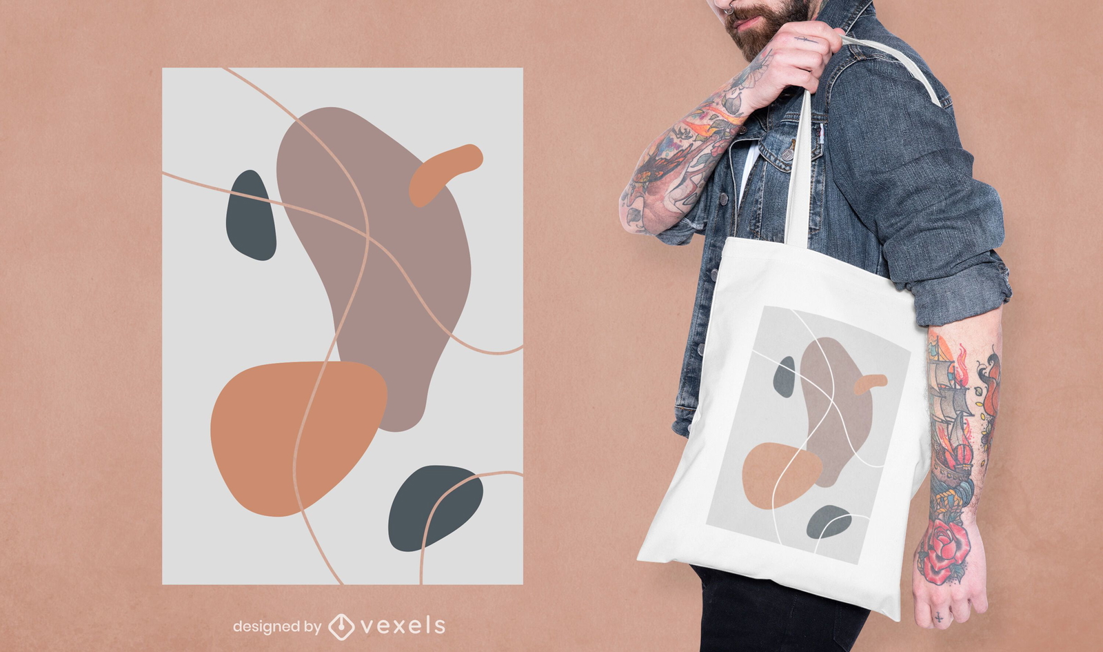 Abstract Shapes Tote Bag Design Vector Download