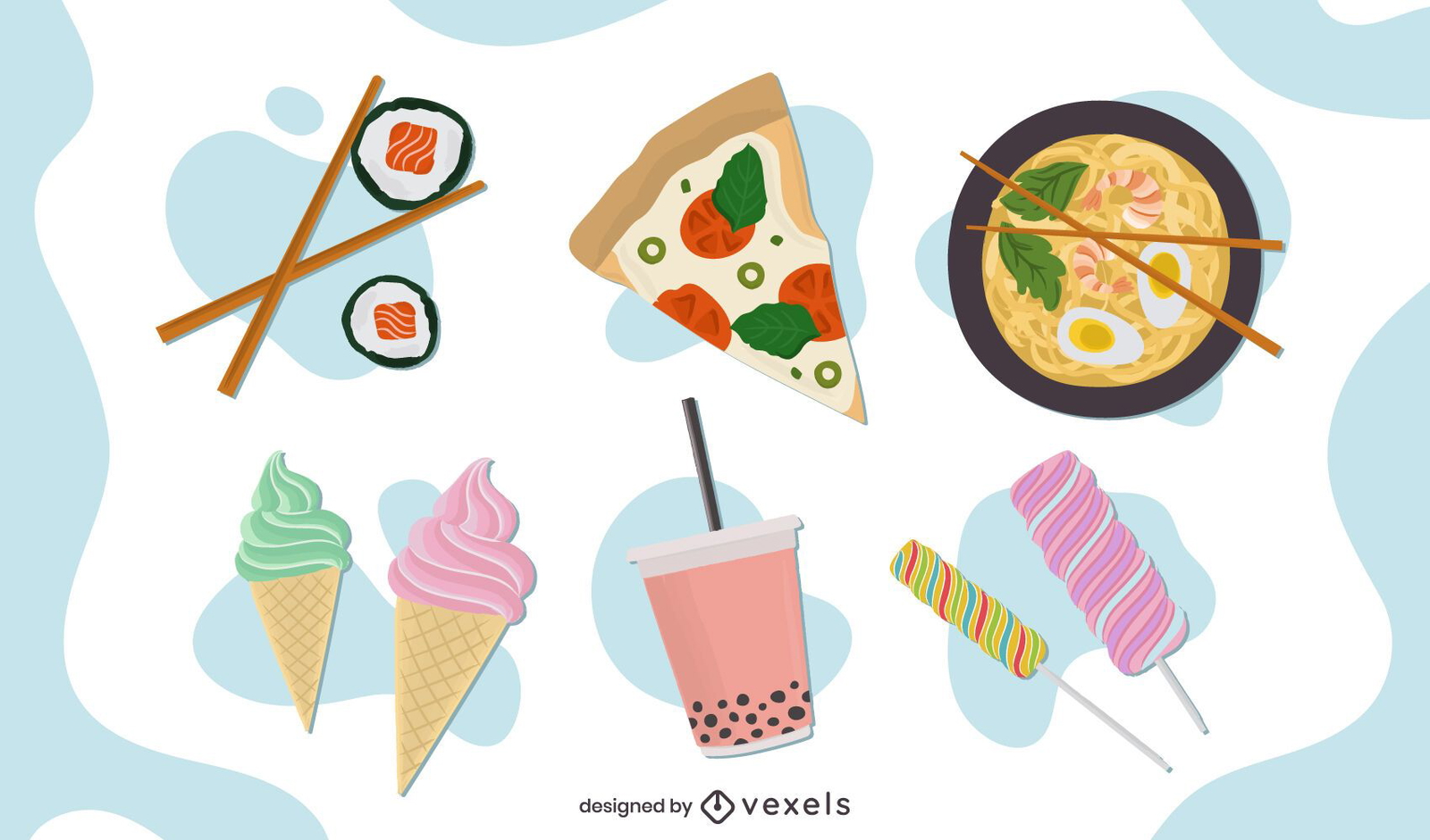 Flat Food Design Set Vector Download