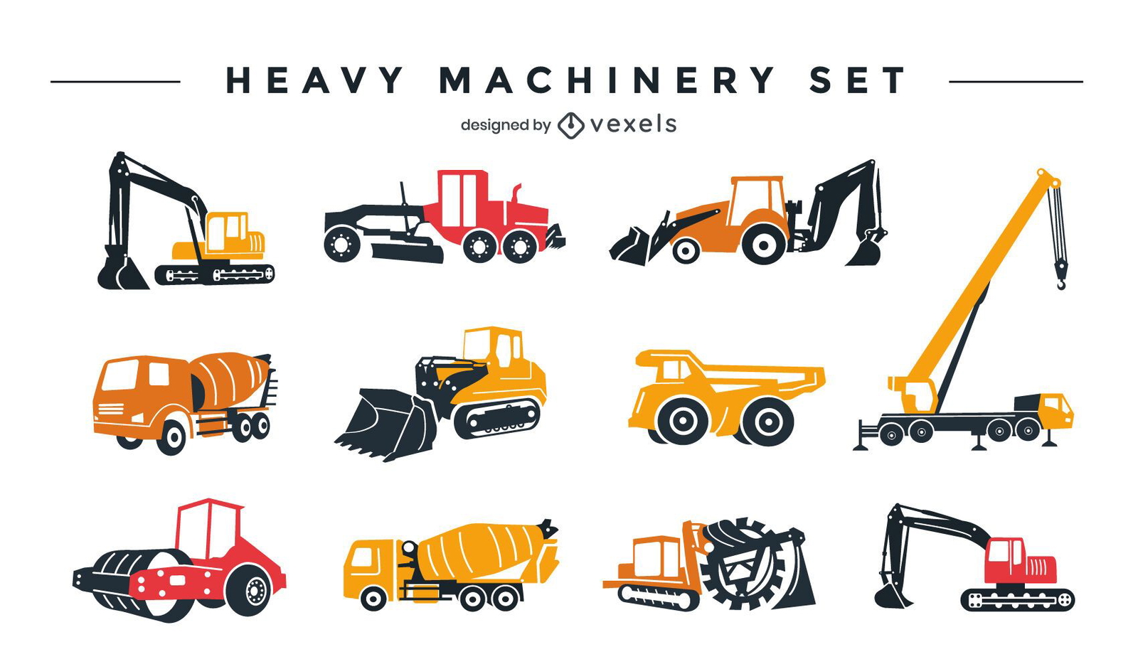 Heavy Machinery Design Set Vector Download