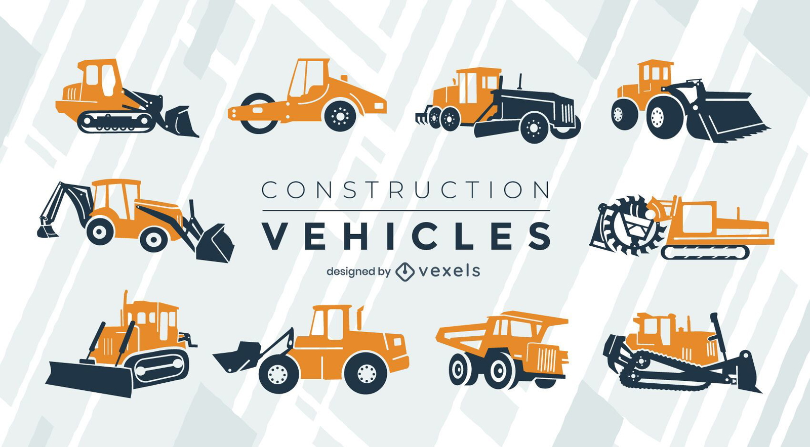 Construction Vehicles Flat Set Vector Download