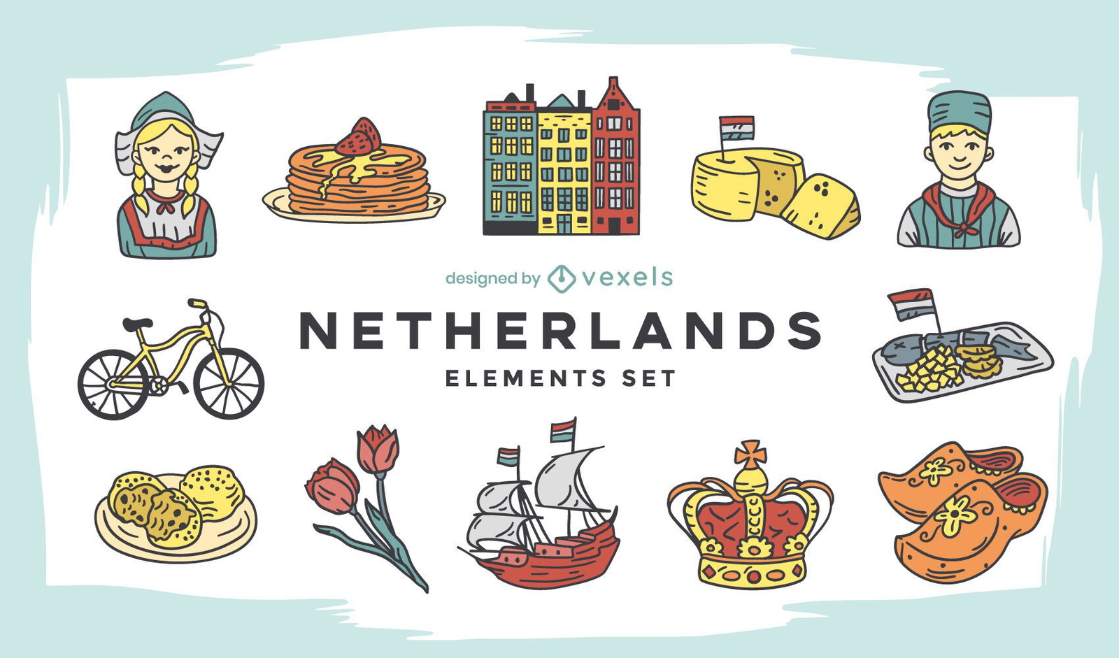 Netherlands Elements Set Vector Download